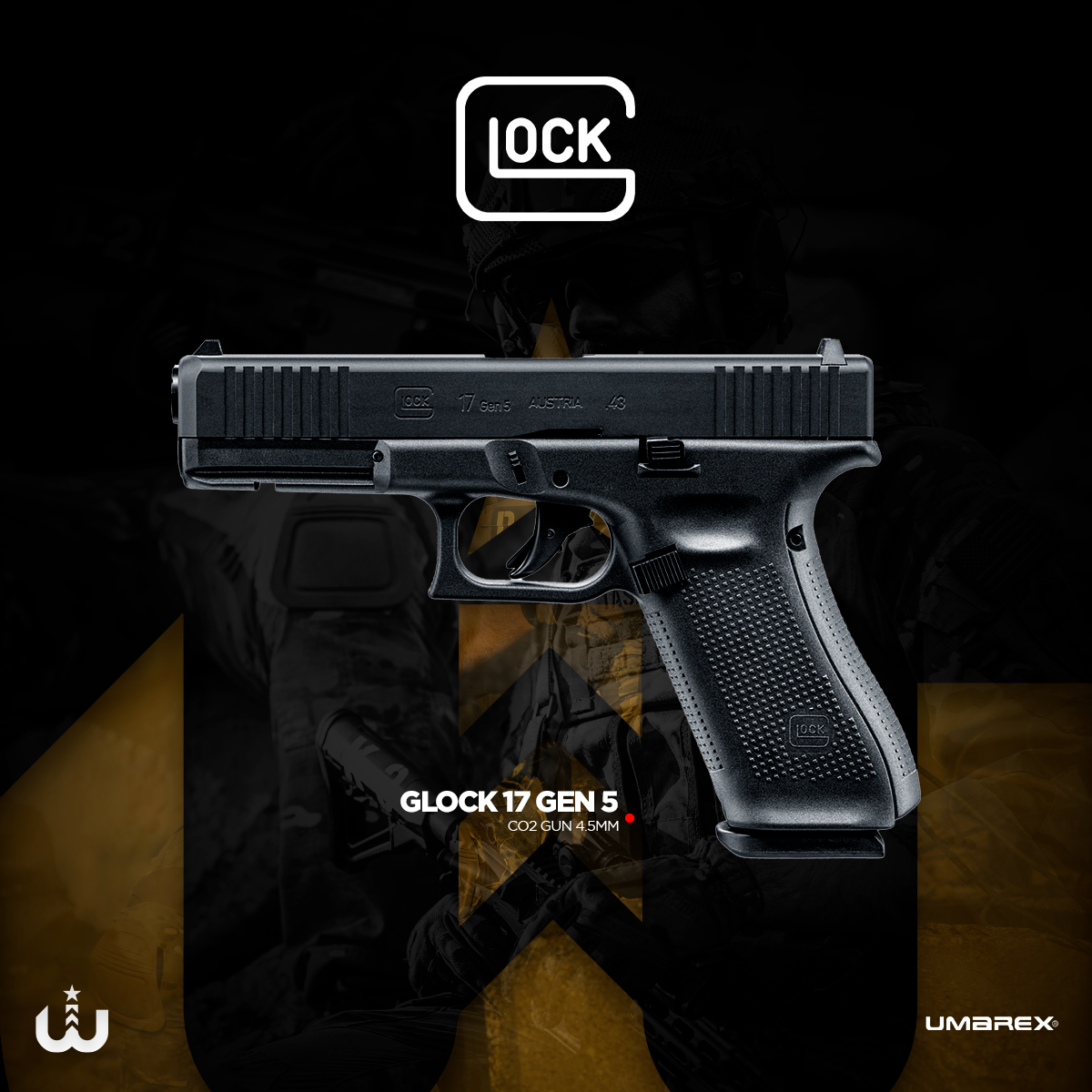 Glock 17 – Perdigones y Balines – 4.5mm Co2 – Wipon Perú